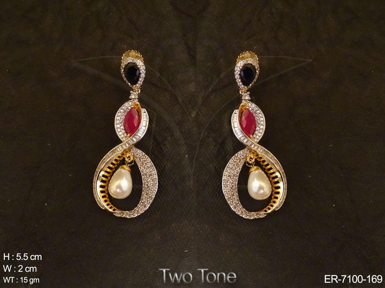 Twisted Style Moti AD Earrings - EARRINGS - Copper and Brass Jewellery ...