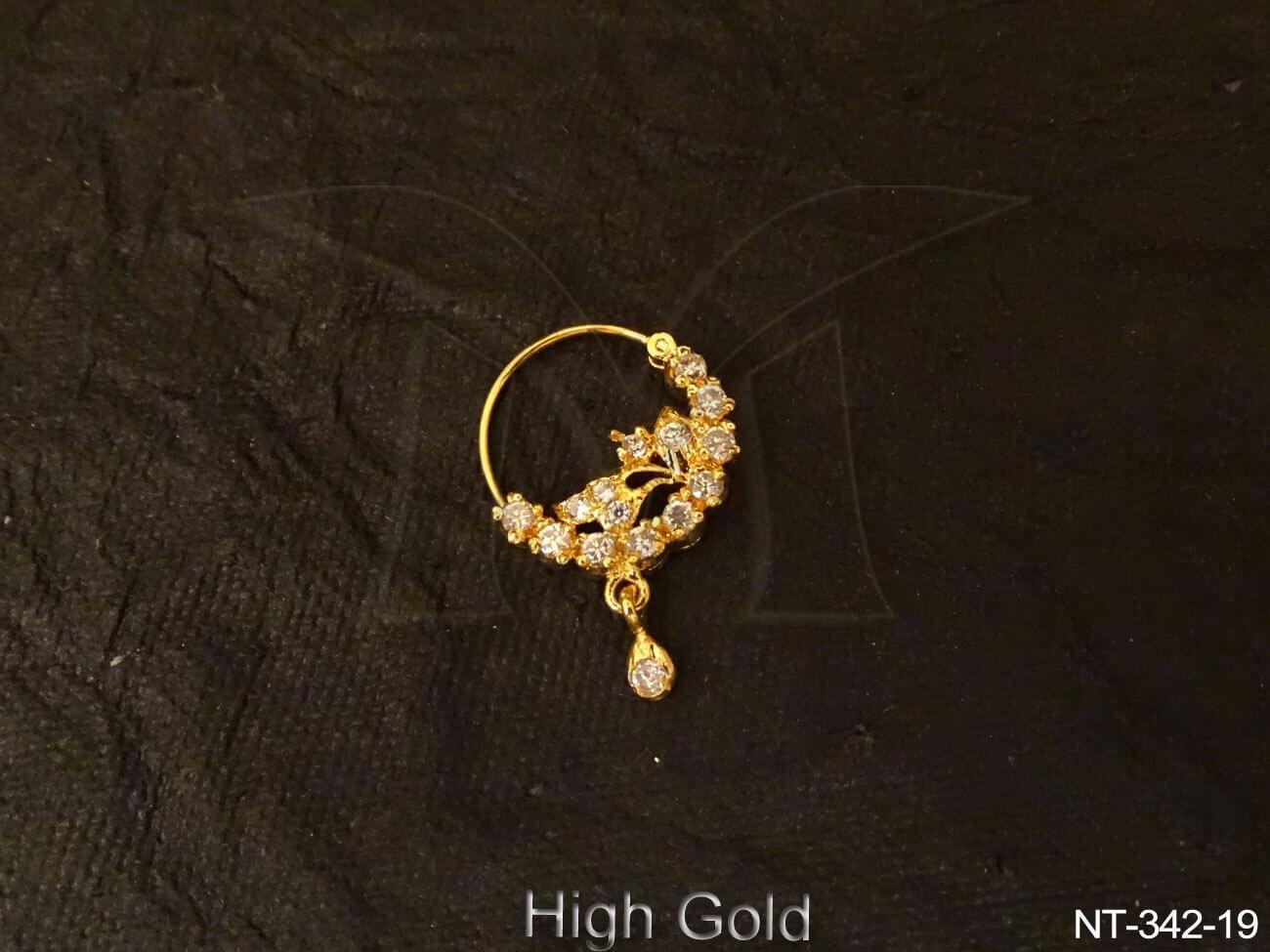 Leafy Flower AD Nath - Nath - American Diamond Nath - MANEK RATNA