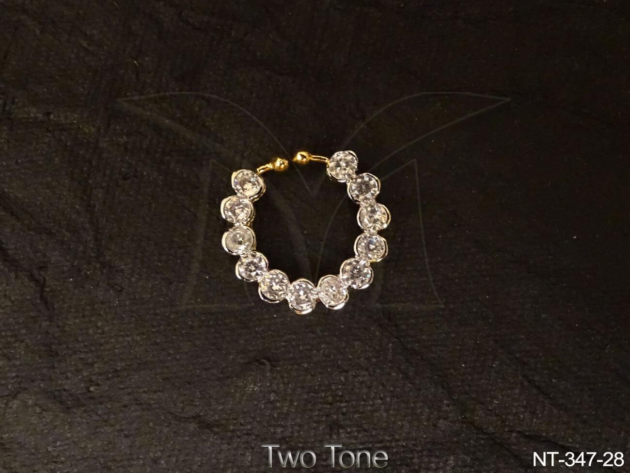 Round Stone AD Delicate Nath - Nath - American Diamond Nath - MANEK RATNA