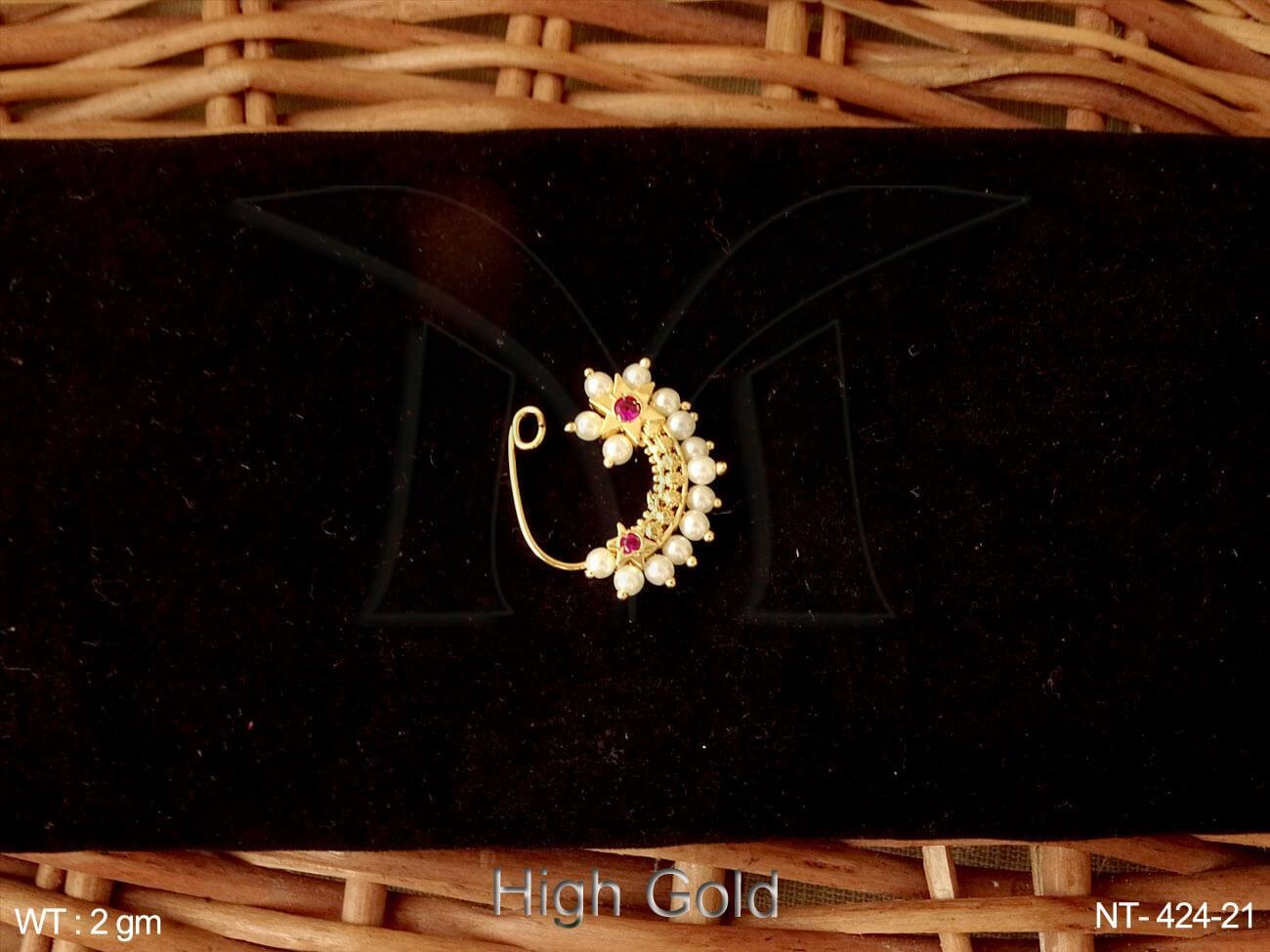 Traditional Maharashtrian White Pearl Ruby Stone Diamond star design AD ...