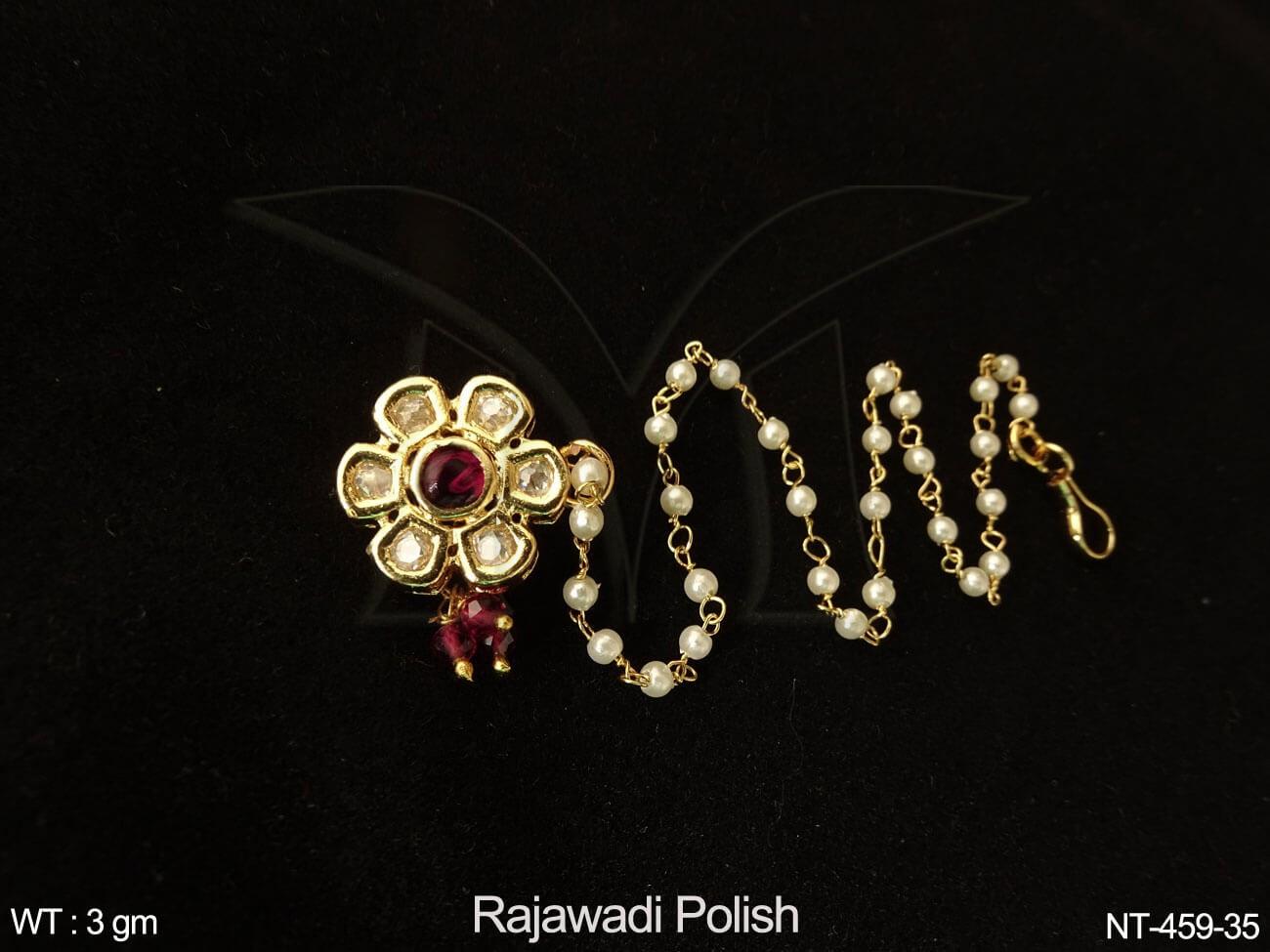 Crystal moti ruby green ad nath - Nath - American Diamond Nath - MANEK ...