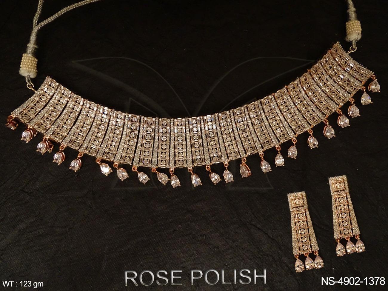 Broad Style Heavy AD Necklace Set - American Diamond Jewellery / CZ ...