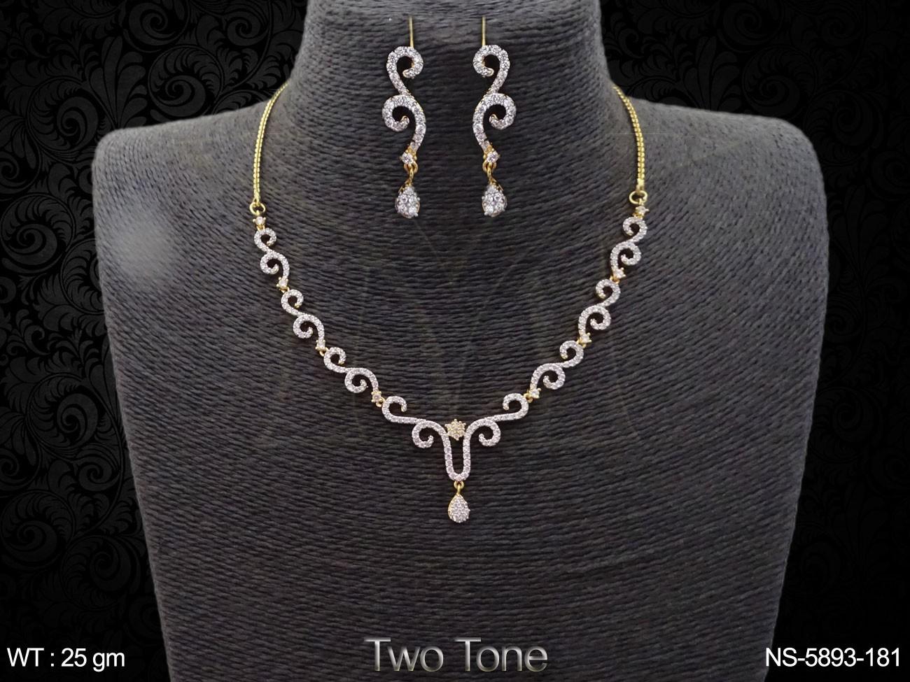curve delicate design AD Necklace - NECKLACE SETS - Copper and Brass ...