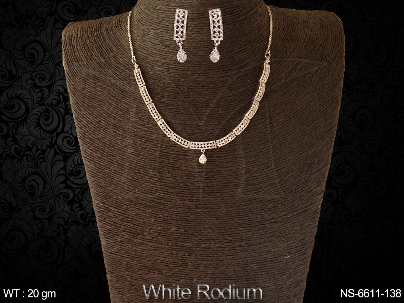 One line space Ad white rodium necklace set - NECKLACE SETS - Copper ...