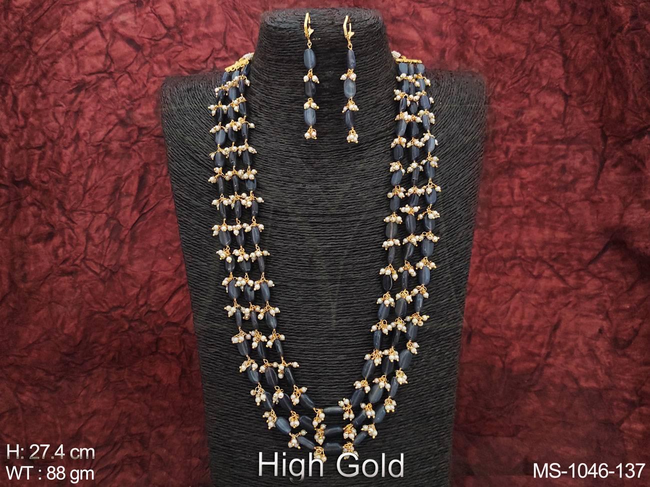 High Gold Polish Fancy Beautiful Indian Traditional Mala Navratna ...