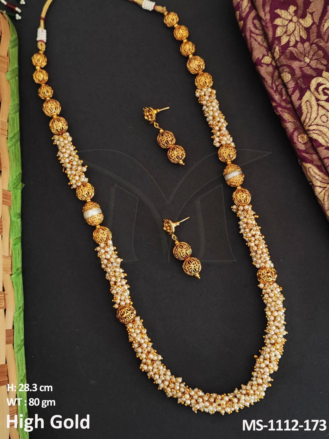Antique Jewelry High Gold Polish Wedding Wear Antique Beaded Mala Set ...