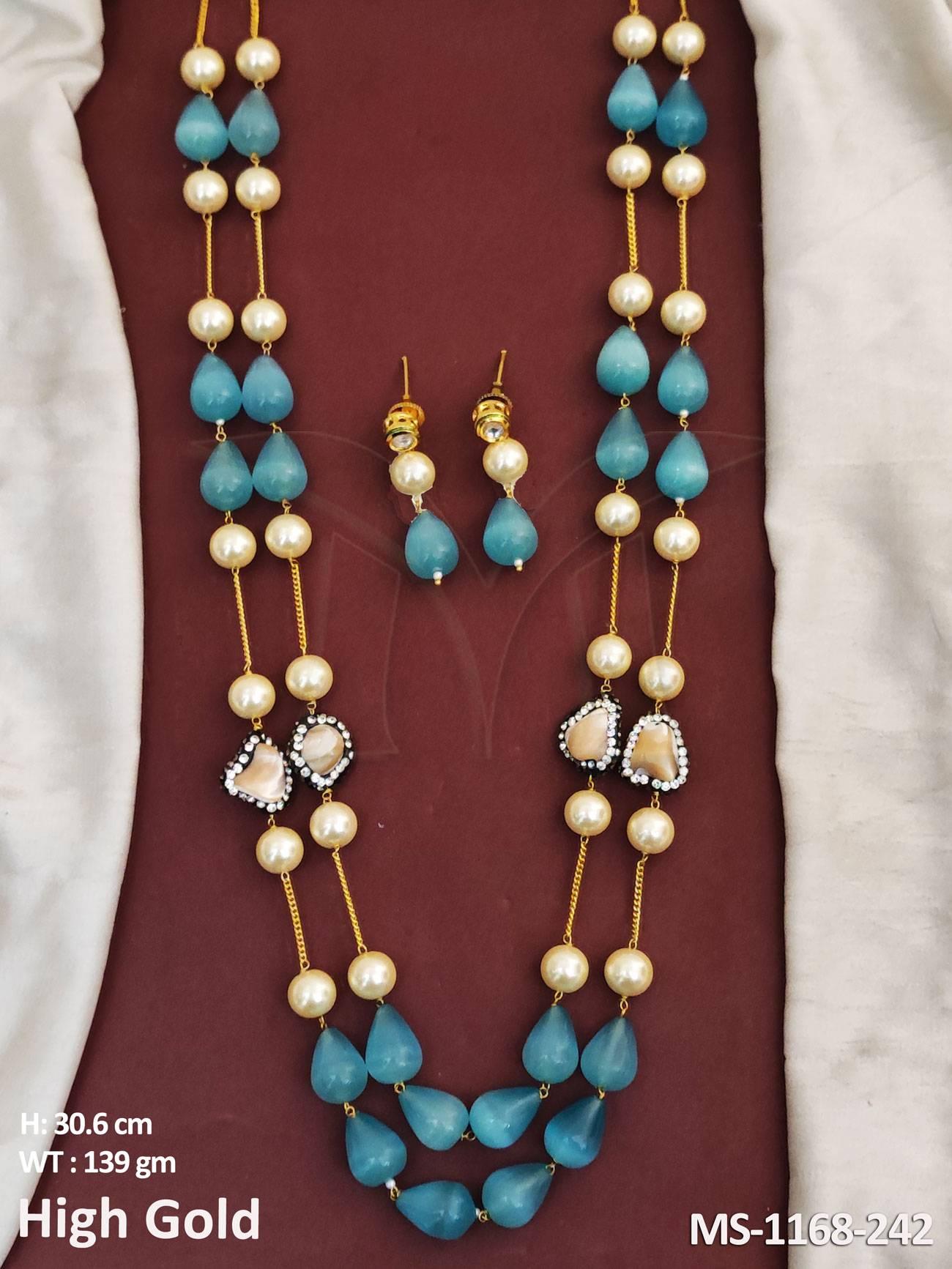 Fushion Jewellery High Gold Polish Clusterpearls Antique Mala Set ...