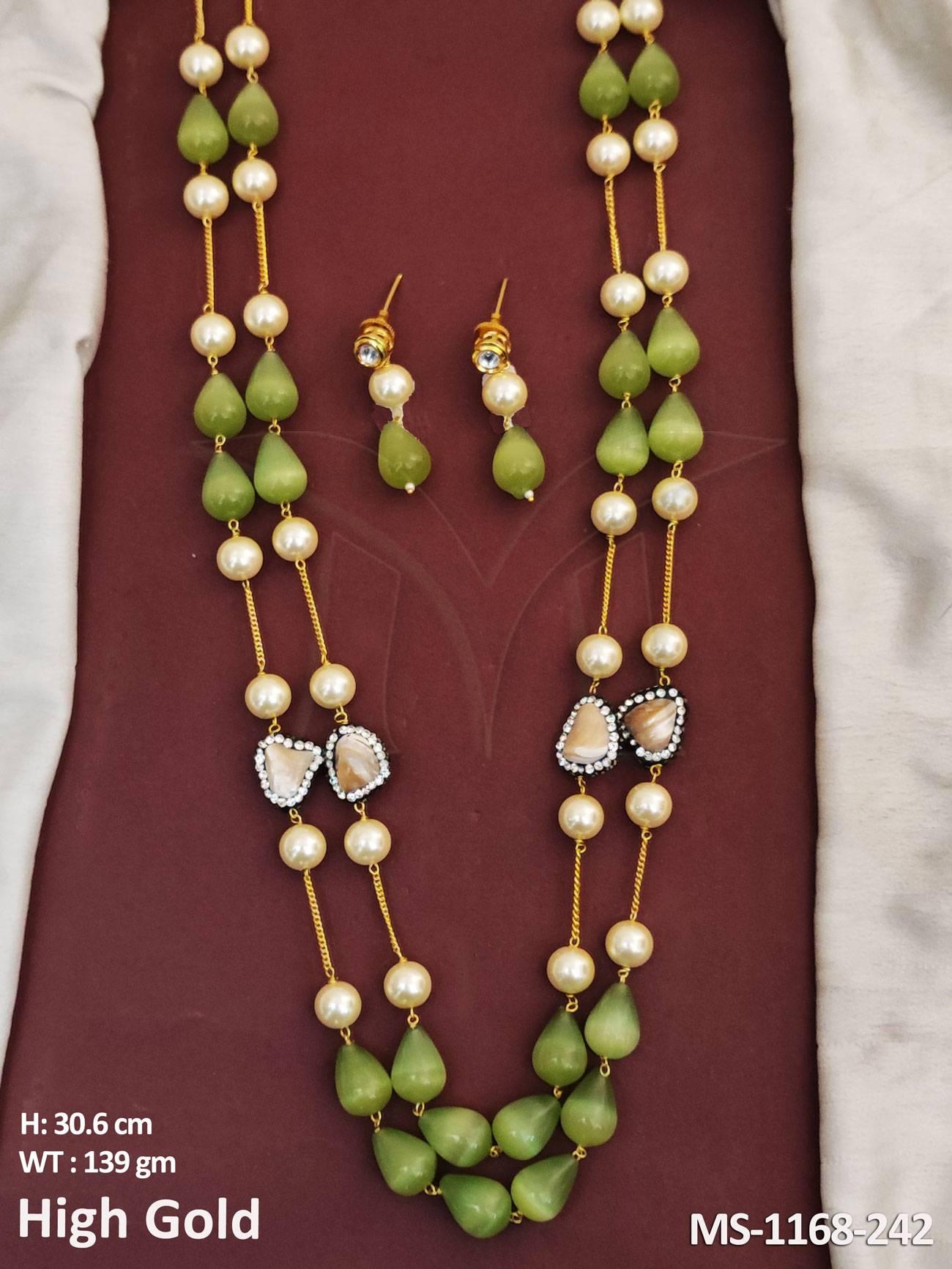 Fushion Jewellery High Gold Polish Clusterpearls Antique Mala Set ...