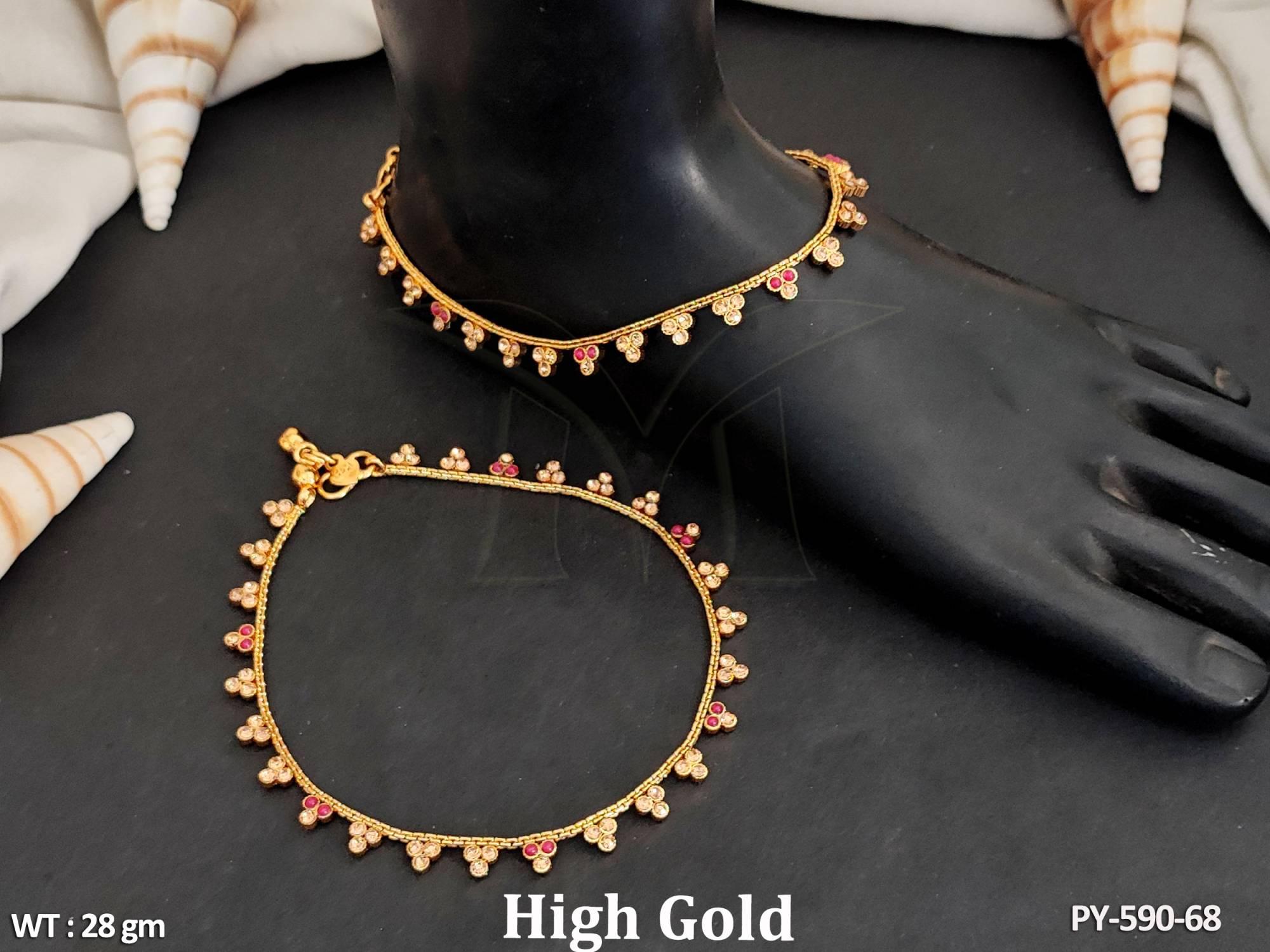 Antique Jewellery High Gold Polish Fancy Design Antique Payal Set ...