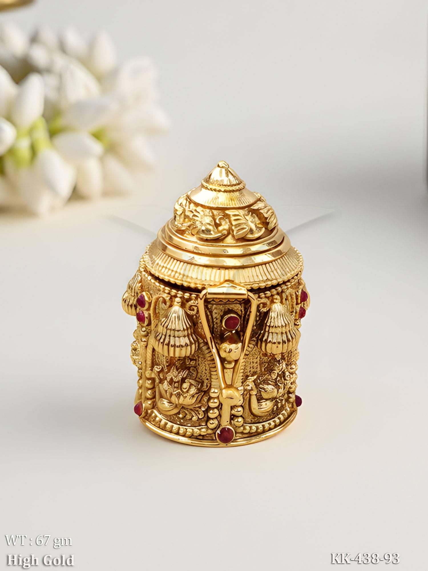 Antique High Gold Sindoor Box with Temple Design, Whats Trending ...