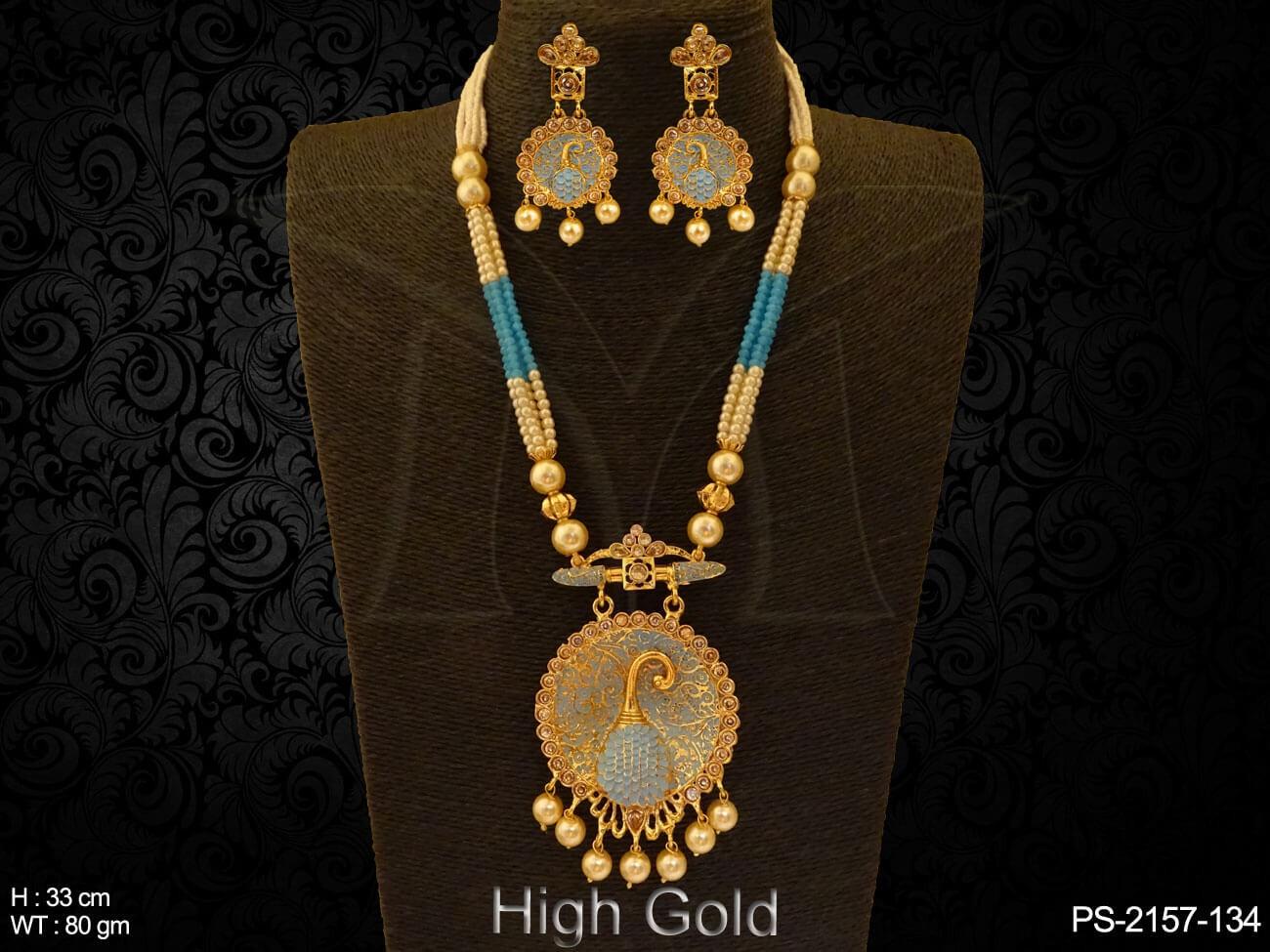 Long Designer Round Base Pendant Set, Antique Jewellery,Designer ...