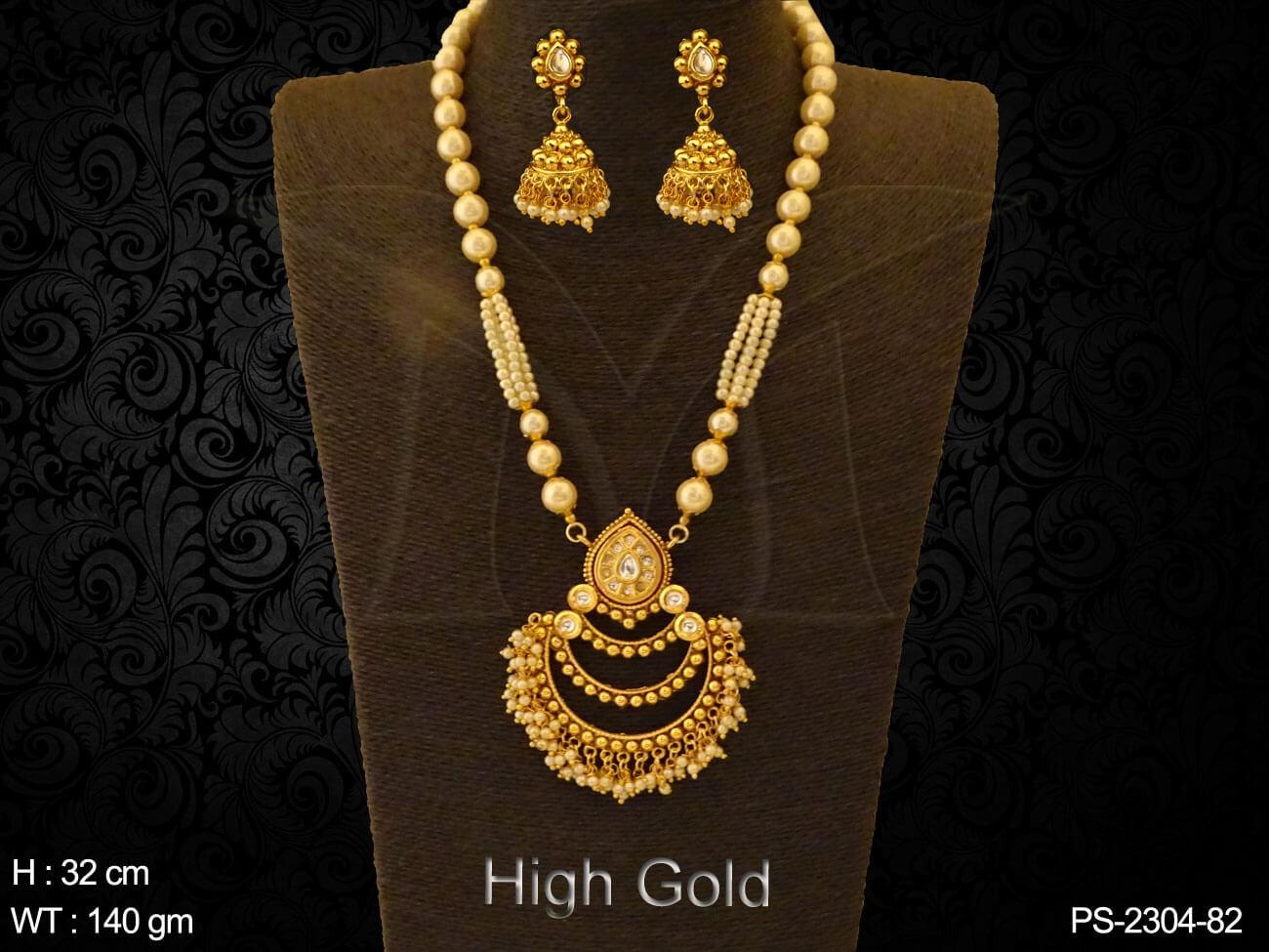 Long Designer Chand Shape Pendant - Antique Jewellery - Designer ...