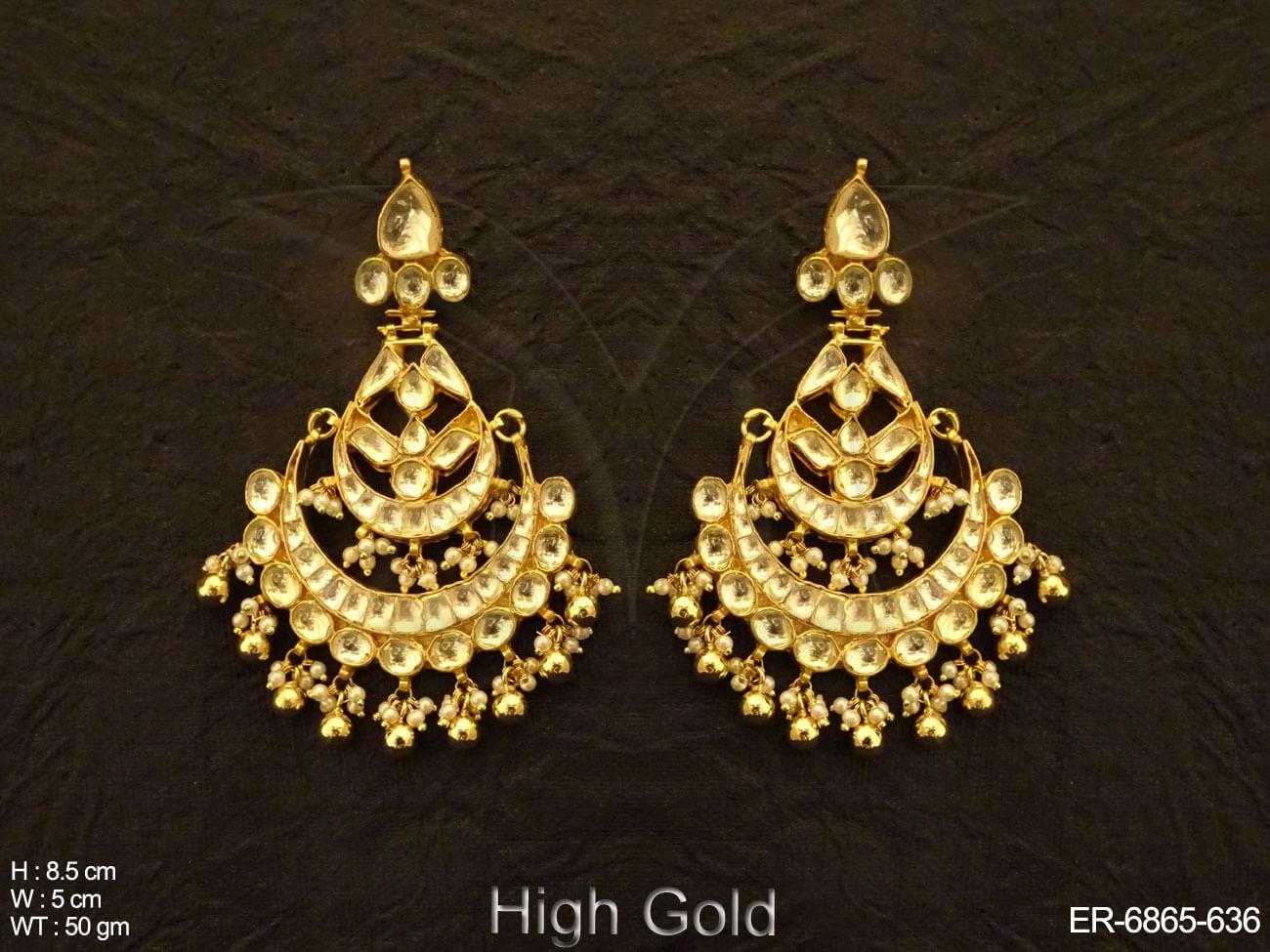Chand Shape Paan Stone Head Kundan Earrings - Kundan Jewellery - Kundan ...
