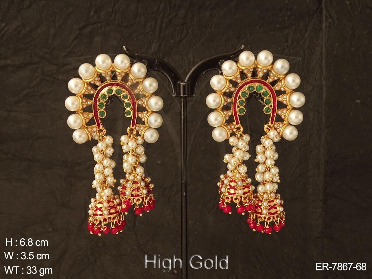 Fancy pearl clustered moti design polki earring - EARRINGS - Copper and ...