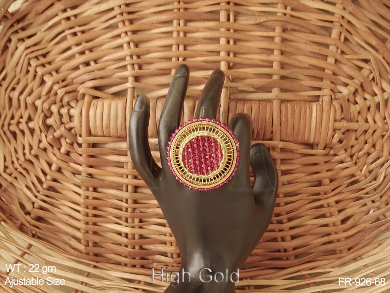 Crystal moti ruby green meena antique finger ring - FINGER RINGS ...