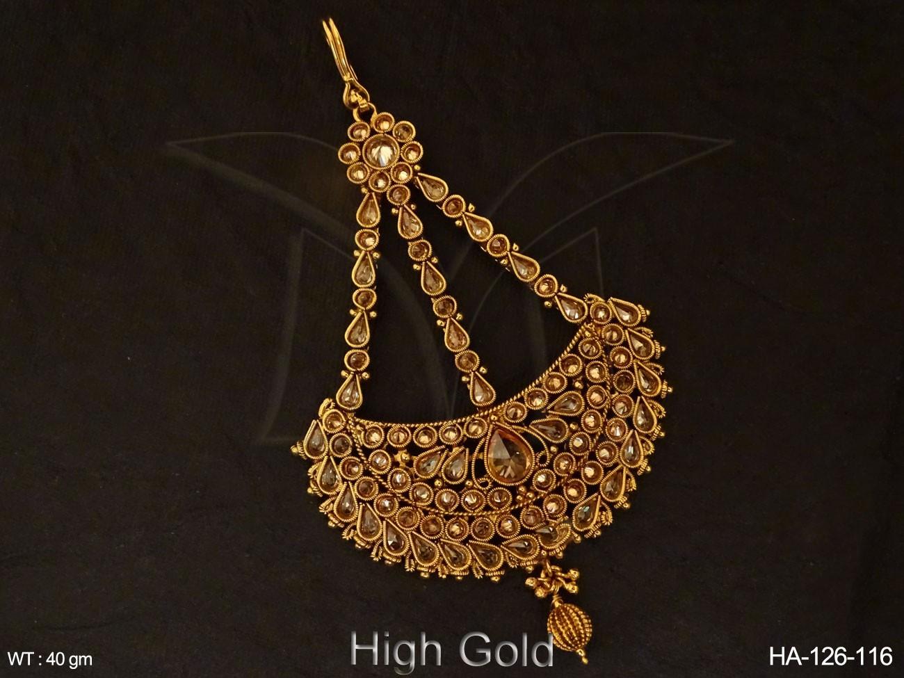 Chand Shape Full Stone Polki Hair Accessory - HAIR ACCESSORIES - Polki ...