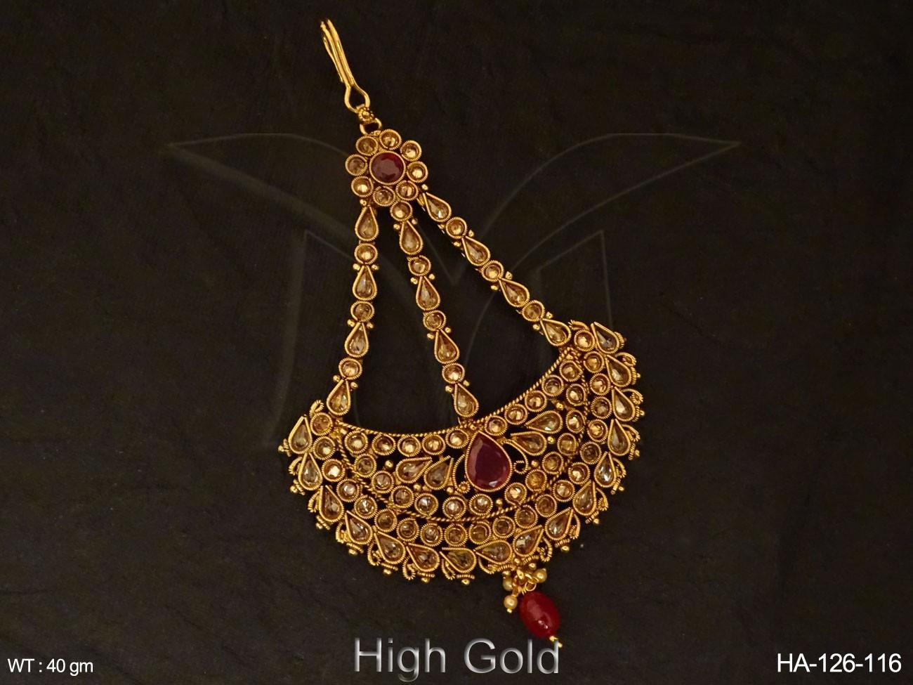 Chand Shape Full Stone Polki Hair Accessory - HAIR ACCESSORIES - Polki ...