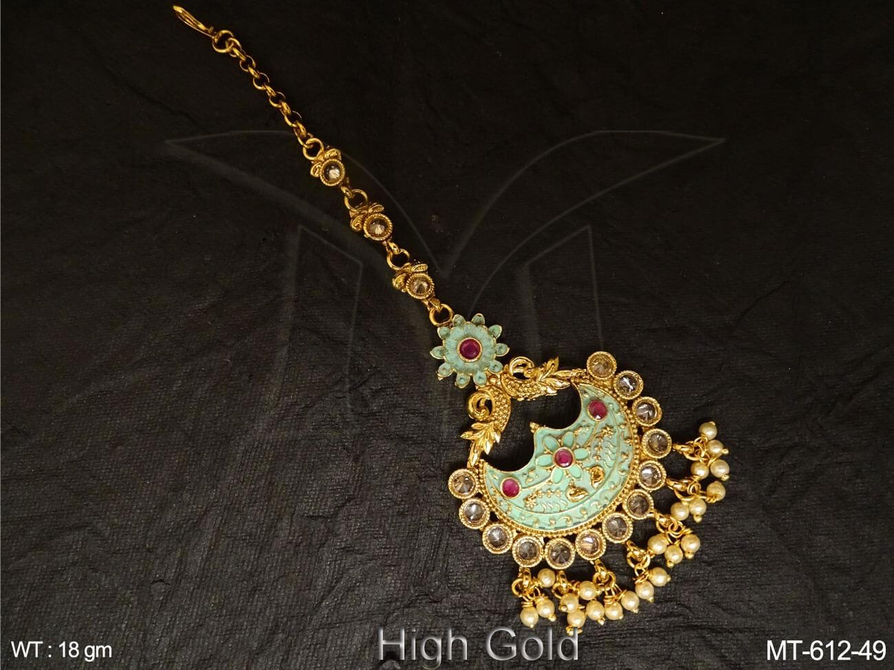 Chand shape Designer Maang tikka - Antique Jewellery - Maang Tikka ...