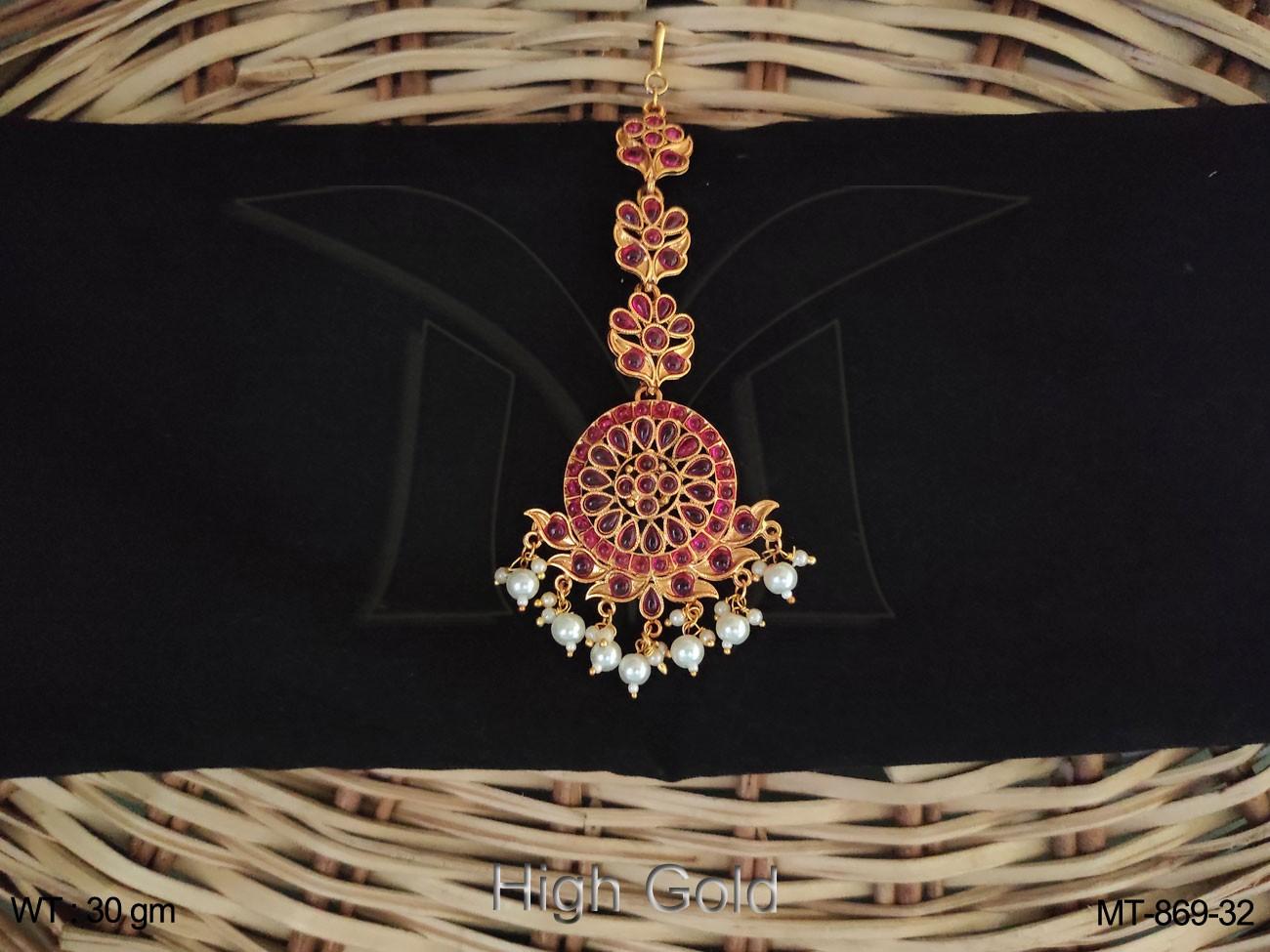 Long Full Stone High Gold Antique Maang Tikka - Whats Trending - Maang ...