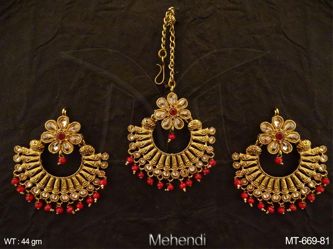Chand Shape Style Center Flower Maang tikka - Antique Jewellery - Maang ...