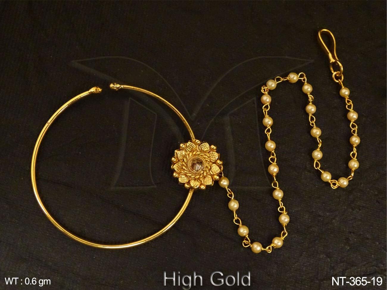 Lotus Flower Chain Antique Nath - Nath - Copper and Brass Jewellery ...