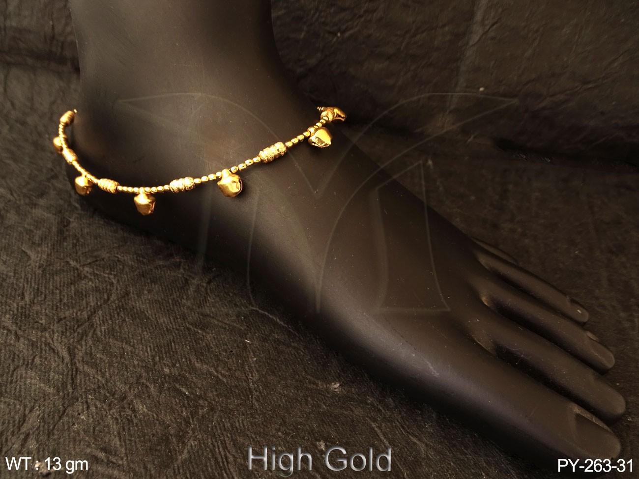 Gold ghungroo delicate antique payal - PAYAL - Copper and Brass ...