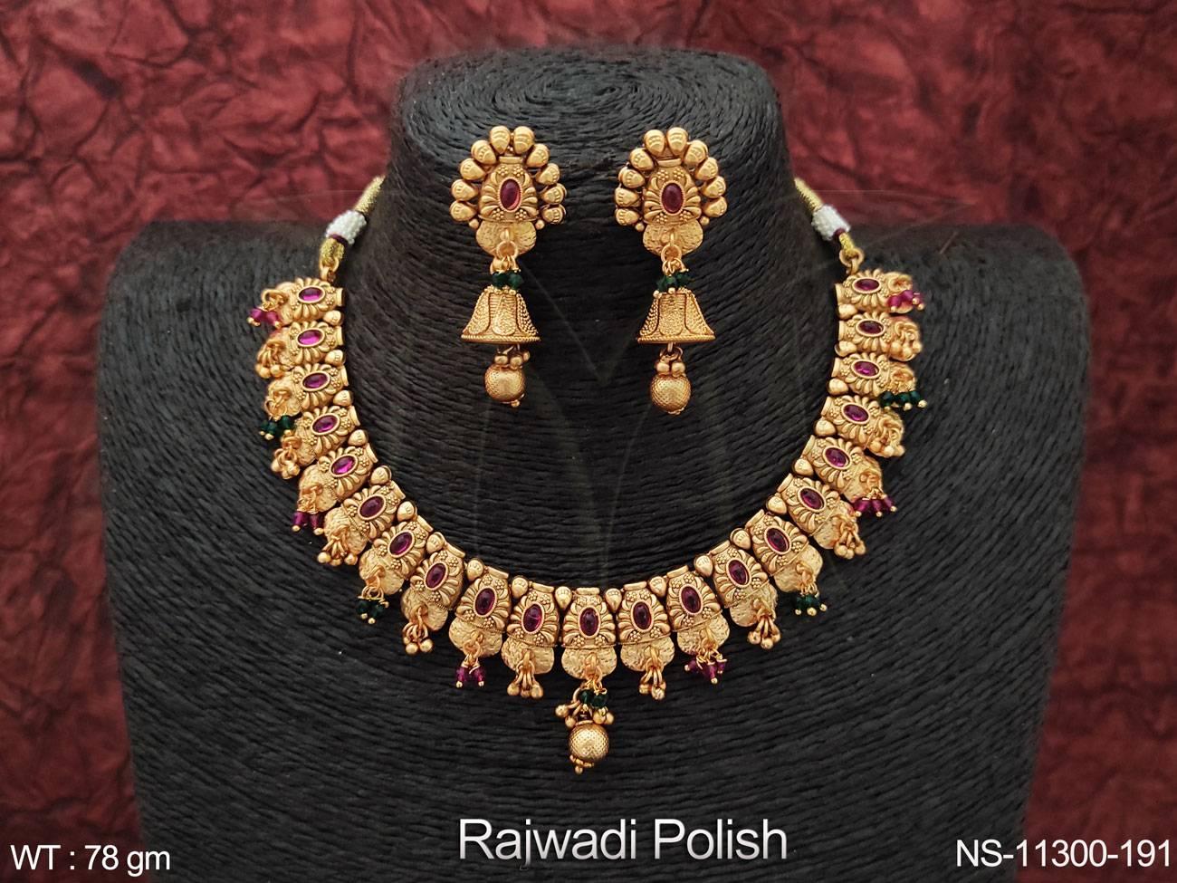 Kemp Jewelry Rajwadi Polish Wedding Wear Beautiful Design Kemp Necklace ...