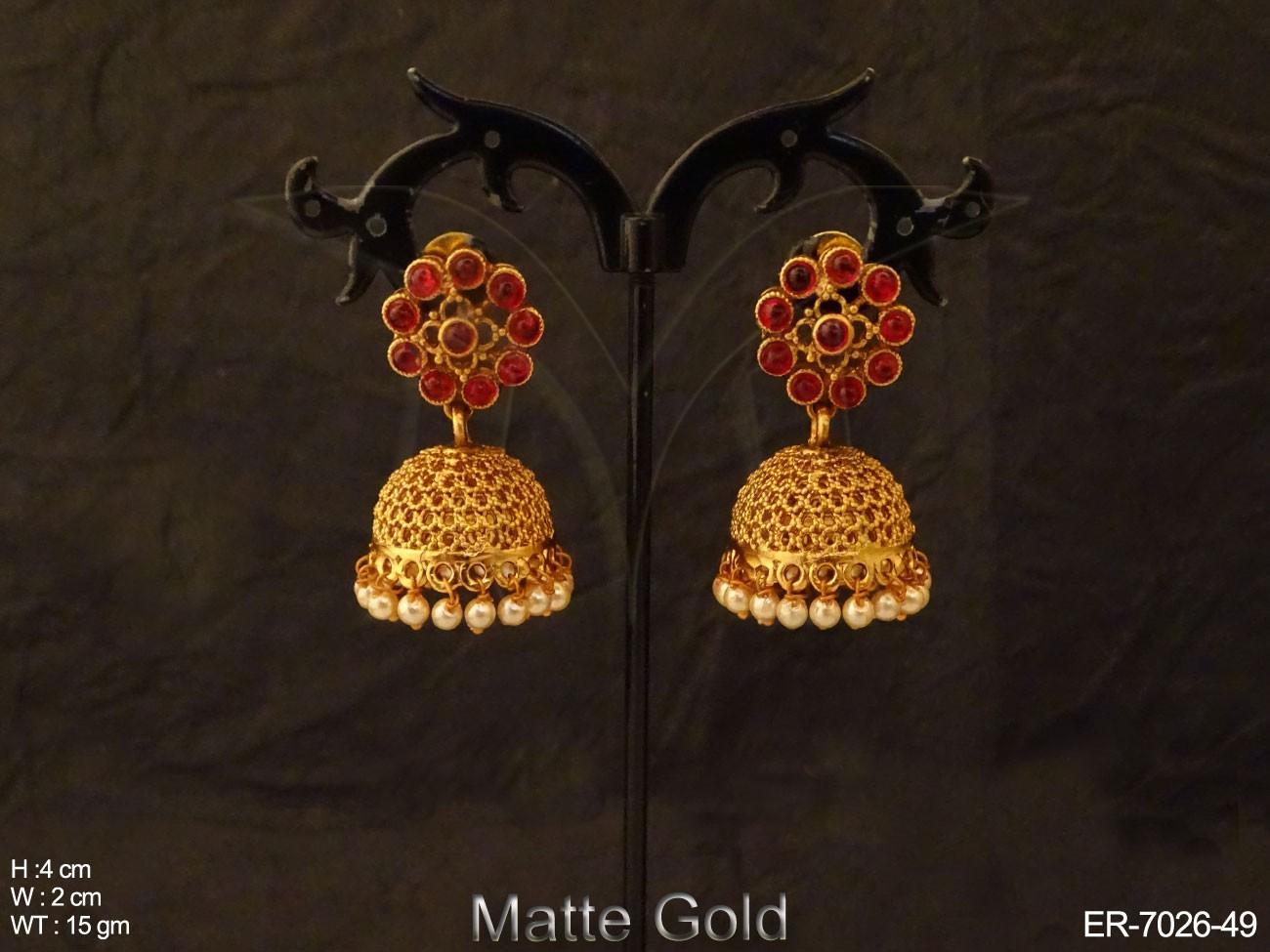 Jhumki Style Kempu Earrings - EARRINGS - Copper and Brass Jewellery ...