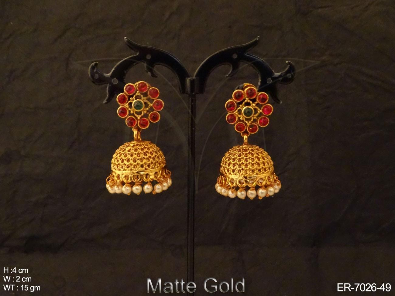 Jhumki Style Kempu Earrings - EARRINGS - Copper and Brass Jewellery ...