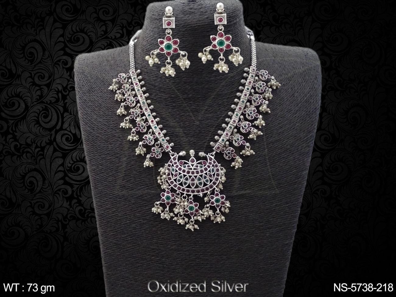 Chand Shape Designer Kemp Stone Necklace - NECKLACE SETS - Copper and ...