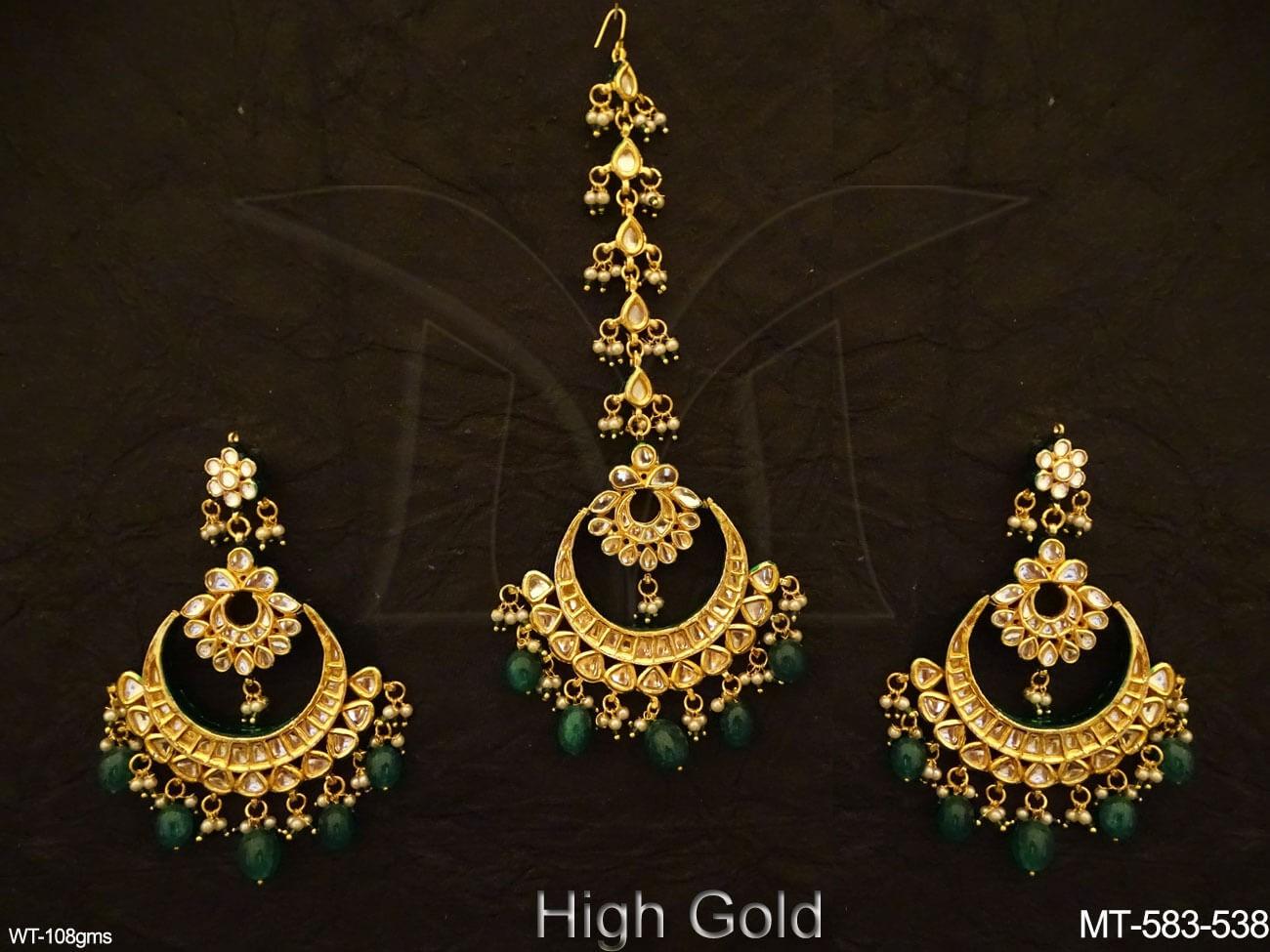 Chand Shape Designer Style Kundan Maang Tikka - Kundan Jewellery ...