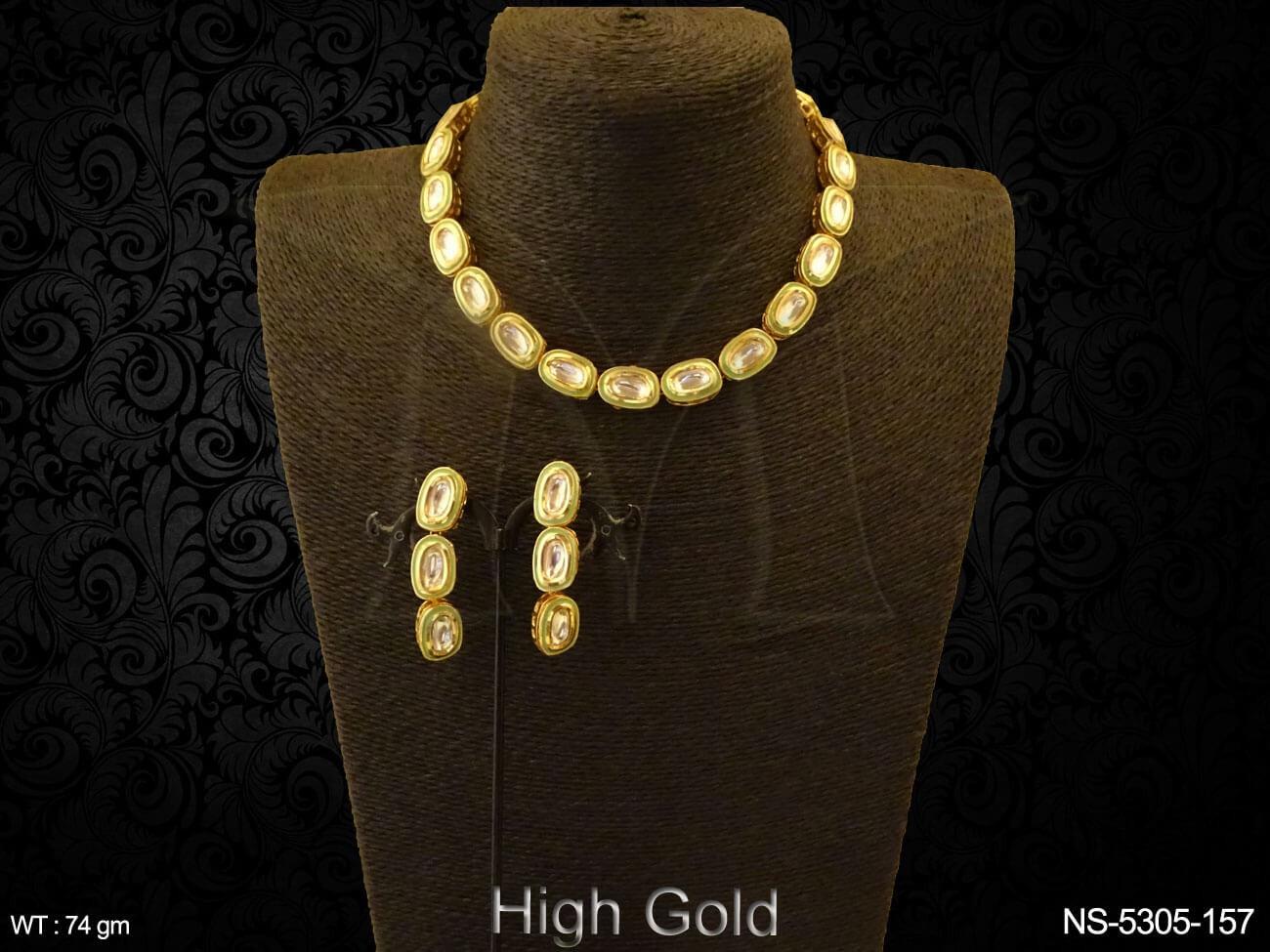 Single Layer Oval Stone Kundan Necklace - NECKLACE SETS - Copper and ...