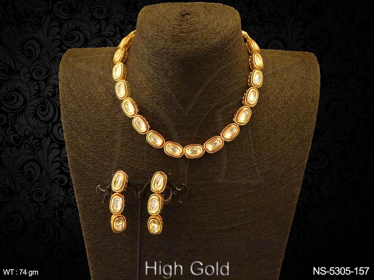 Single Layer Oval Stone Kundan Necklace - NECKLACE SETS - Copper and ...