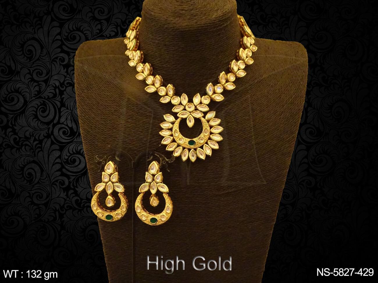 Chand Shape Style Full Stone Kundan Necklace - NECKLACE SETS - Copper ...