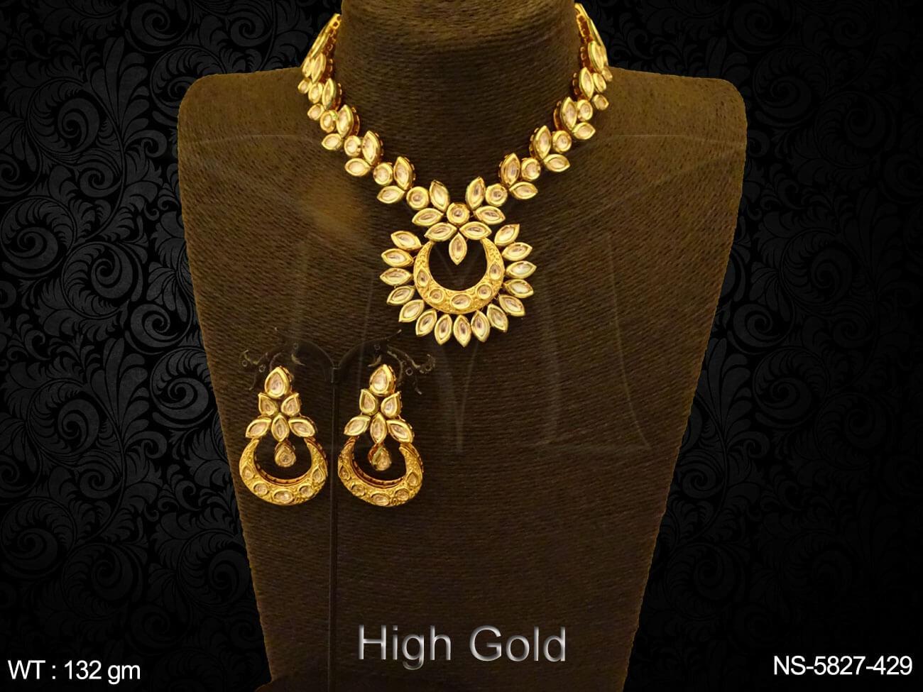 Chand Shape Style Full Stone Kundan Necklace - NECKLACE SETS - Copper ...