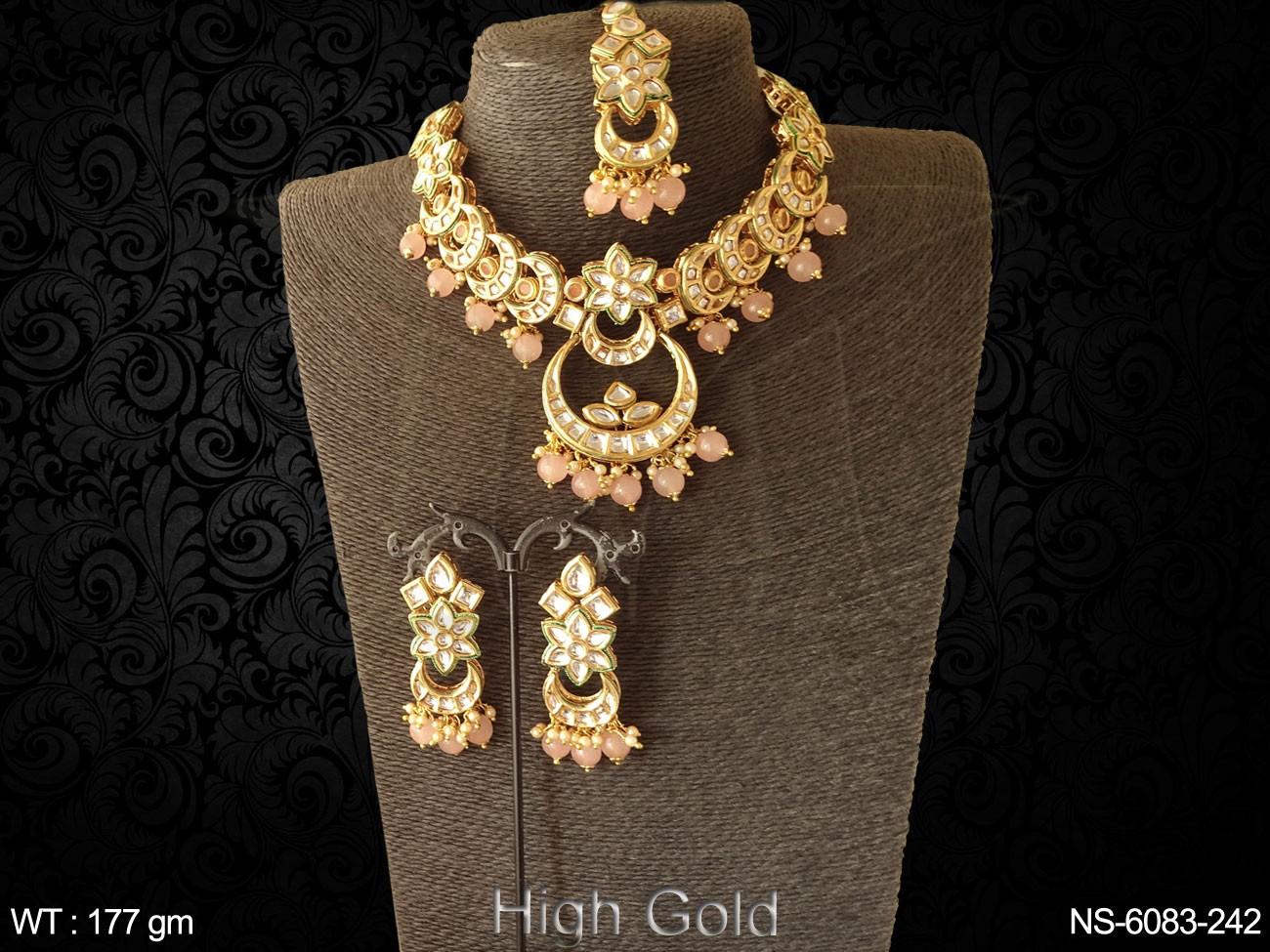 Kundan type chand shape necklace - NECKLACE SETS - Copper and Brass ...