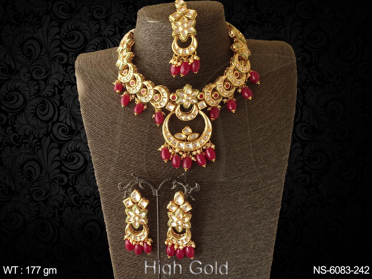 Kundan type chand shape necklace - NECKLACE SETS - Copper and Brass ...