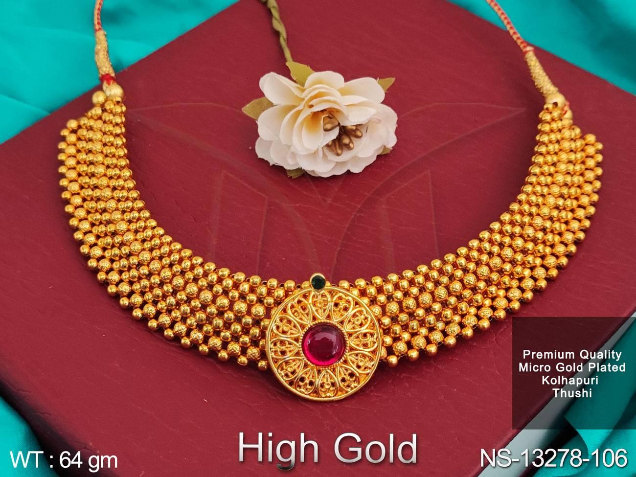Party wear High Gold Polish Designer Choker Kolhapuri Maharashtrian ...