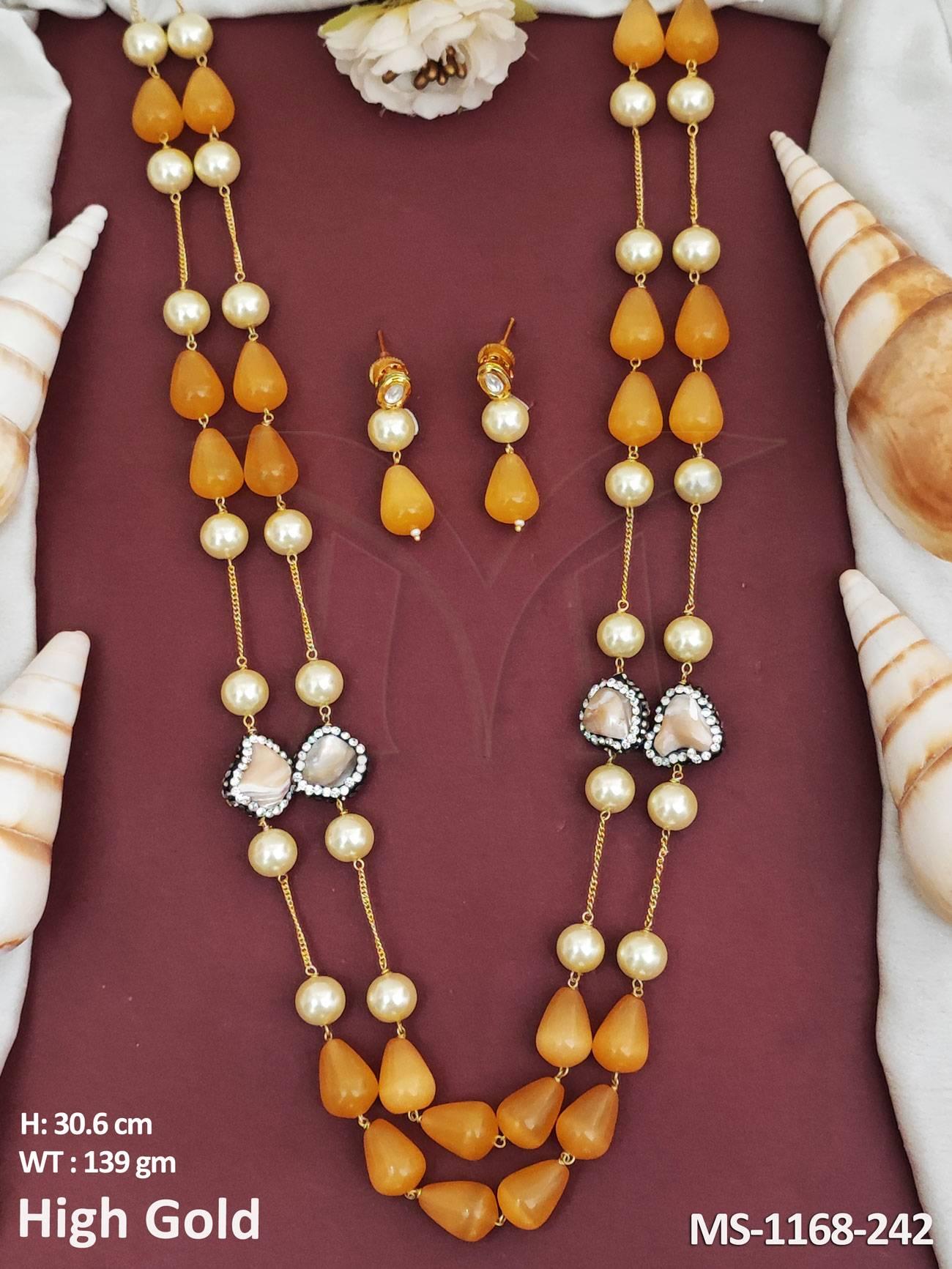 Fushion Jewellery High Gold Polish Clusterpearls Antique Mala Set ...