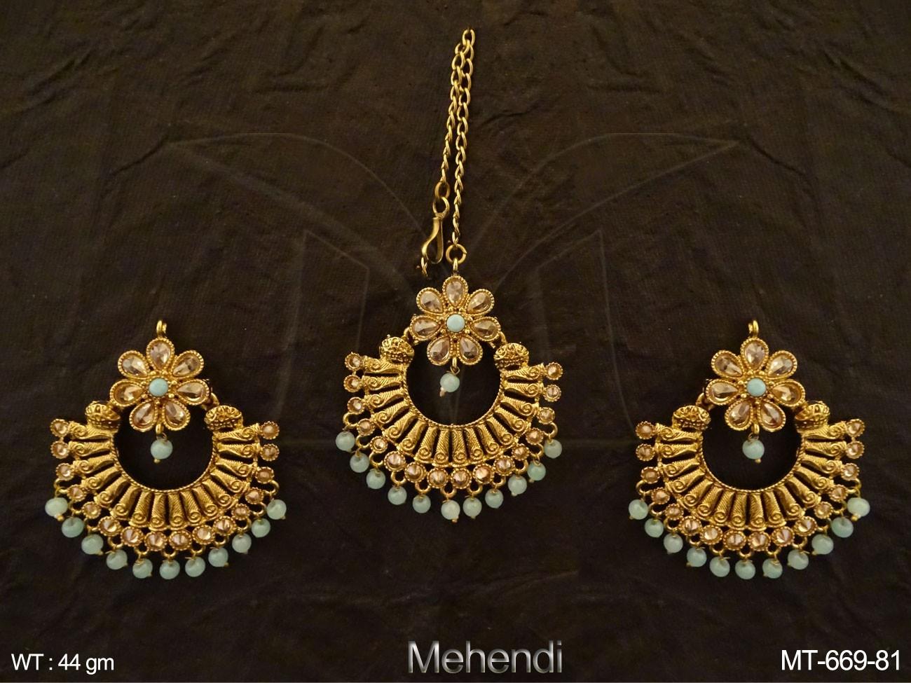 Chand Shape Style Center Flower Maang tikka - Antique Jewellery - Maang ...