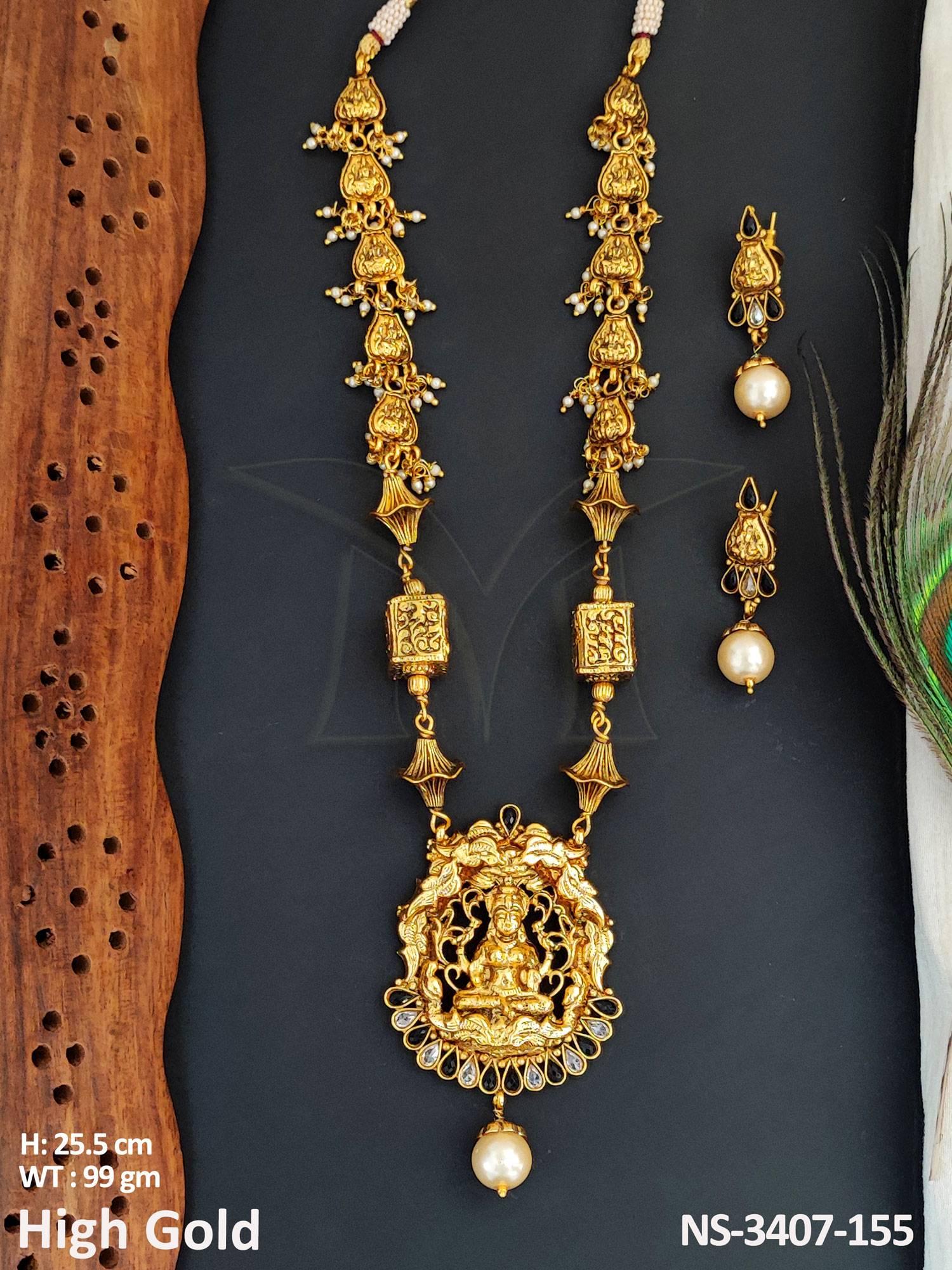 Cubic Style Long Temple Necklace Set, NECKLACE SETS, NECKLACE SETS