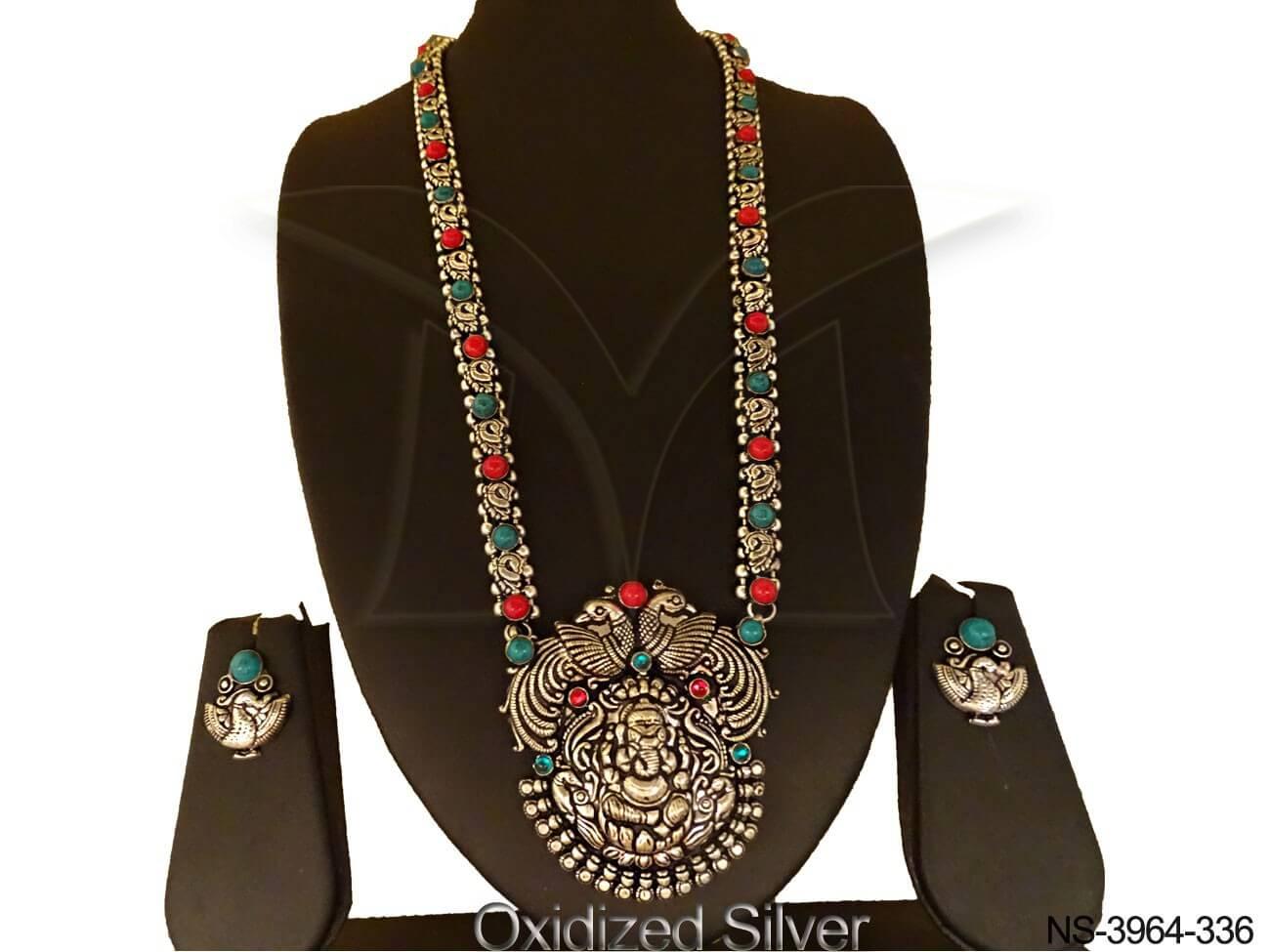 Ganesh Ji Dual Peacock Temple Necklace - NECKLACE SETS - Copper and ...