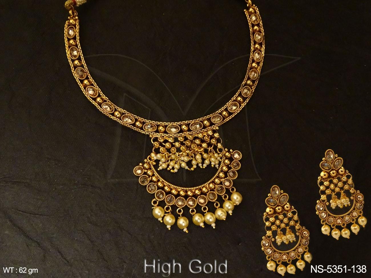 Chand Shape Base Antique Necklaces - NECKLACE SETS - Copper and Brass ...