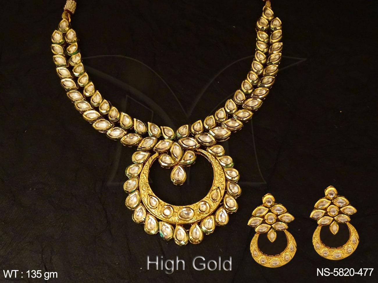 Chand Shape Leafy Style Kundan Necklace - NECKLACE SETS - Copper and ...