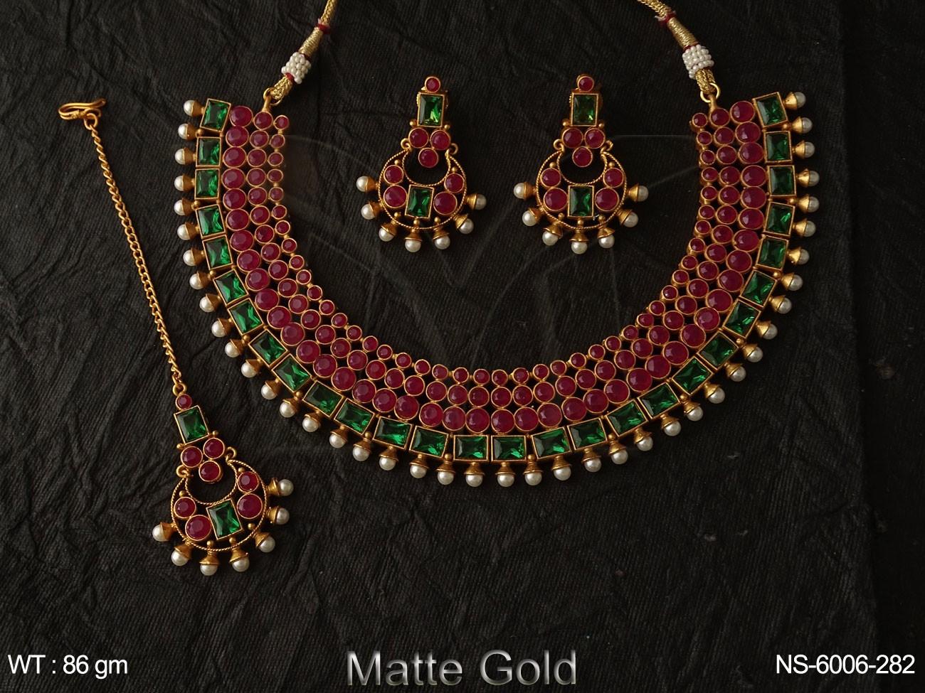 Green budget diamond matta gold antique necklace - NECKLACE SETS ...