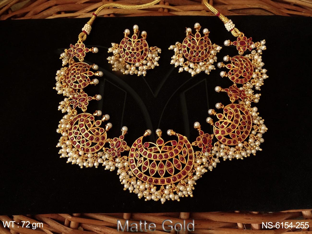 Clustered pearl rani green chand shape kemp necklace - NECKLACE SETS ...