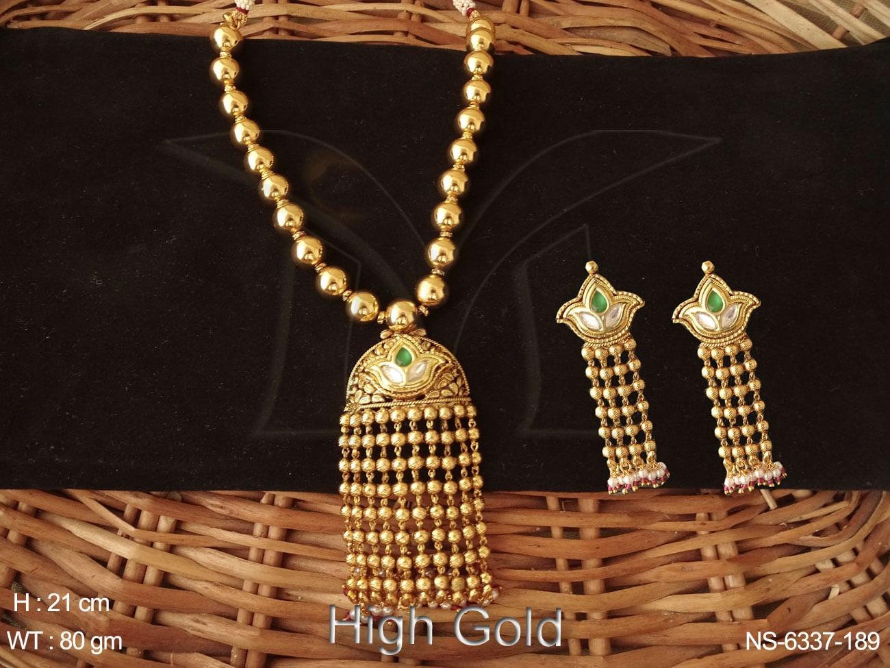 Zumer high gold moti beads antique necklace set - NECKLACE SETS ...
