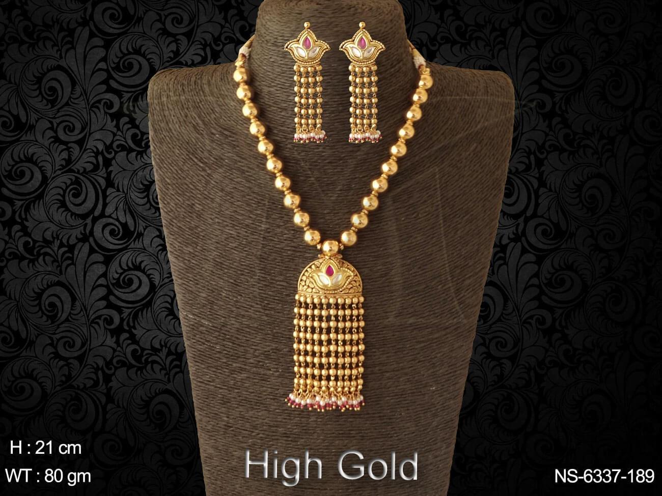 Zumer high gold moti beads antique necklace set - NECKLACE SETS ...