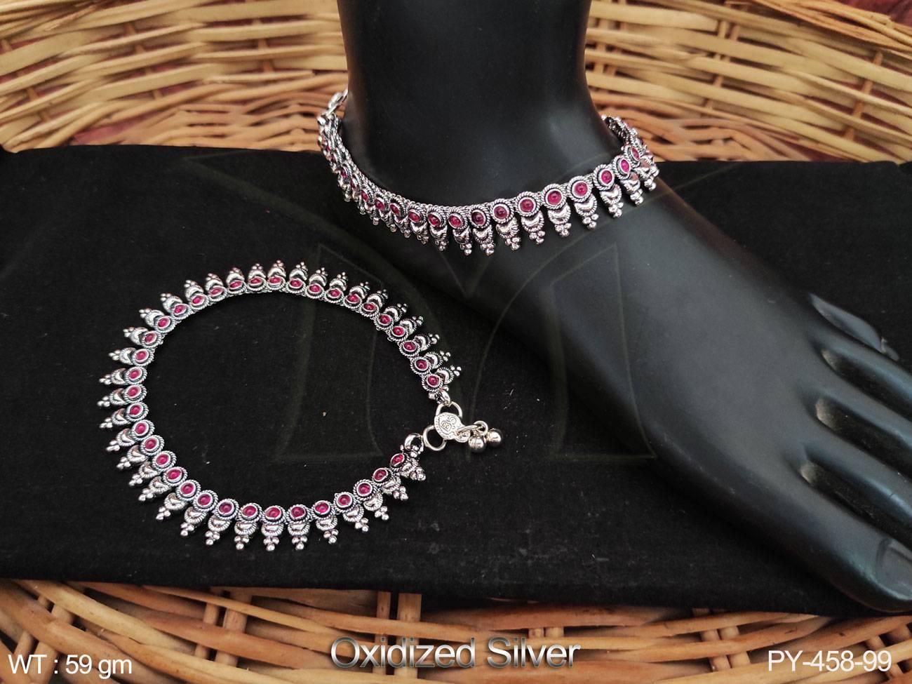 Designer Fancy Style Antique Oxidised Jewellery Oxidised Polish Payal ...