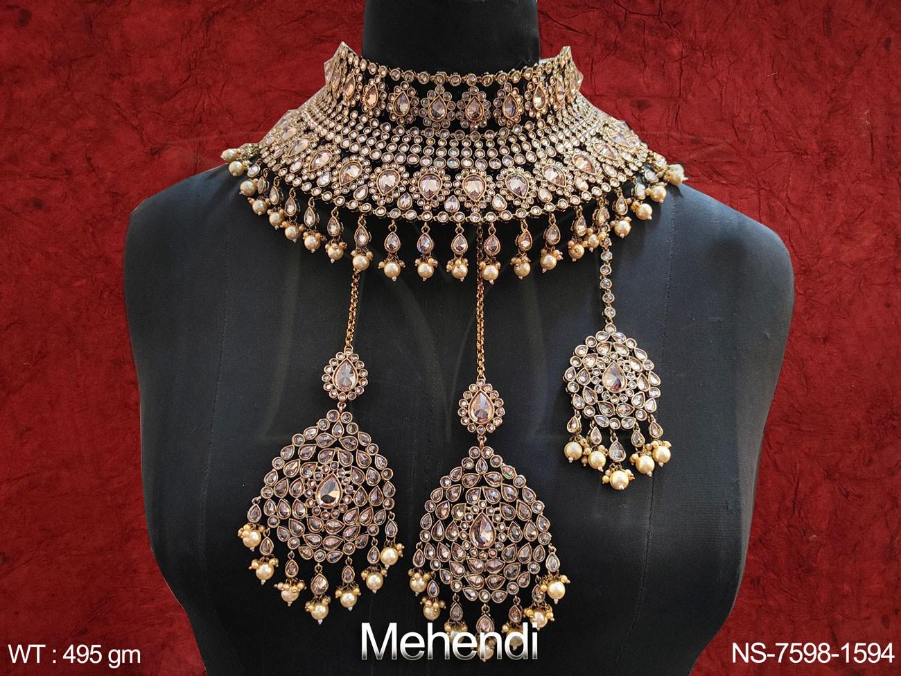 Beautiful Heavy Full Polki white Stones Mehendi Polish Designer Fancy ...